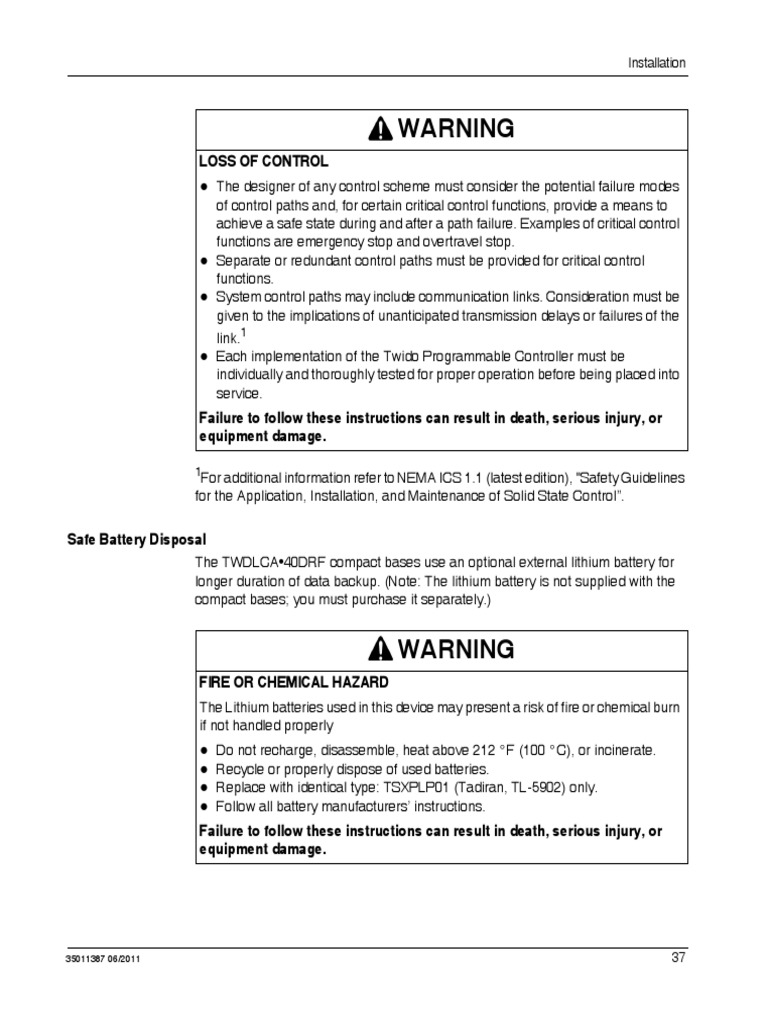 Warning: Installation | PDF | Safety