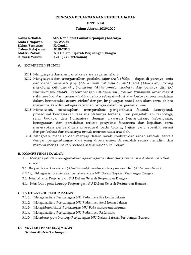 RPP Aswaja Kls XI BAB 3 | PDF | Karier & Perkembangan | Sains & Matematika