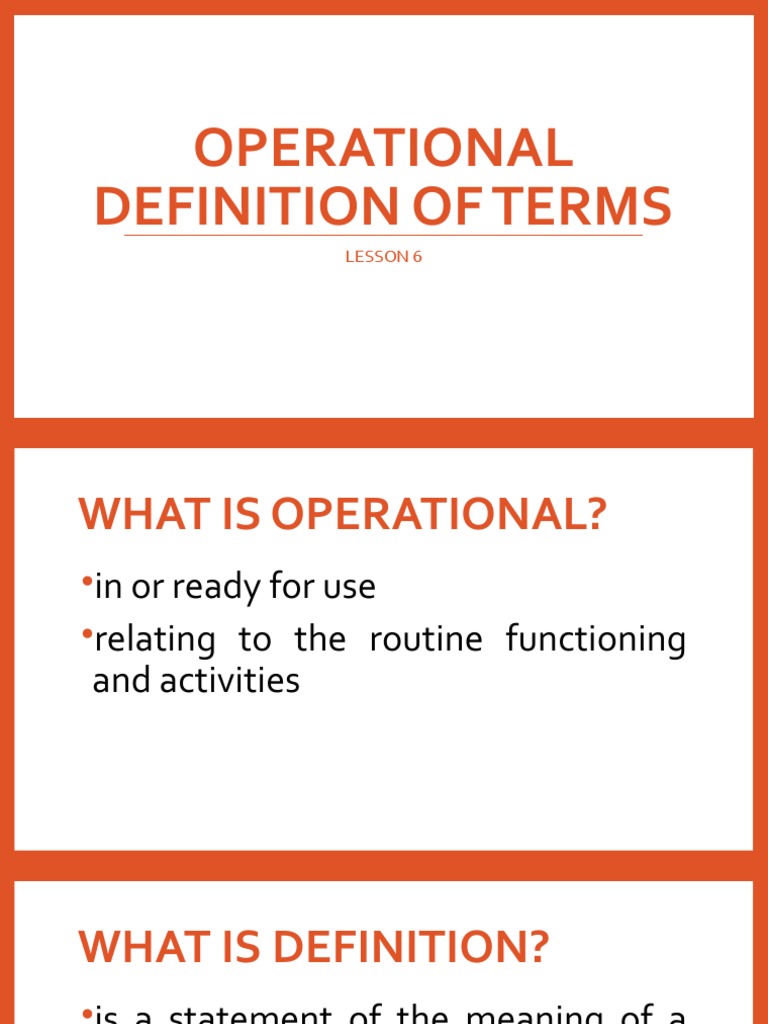 Lesson 6 - Operational Definition of Terms | PDF