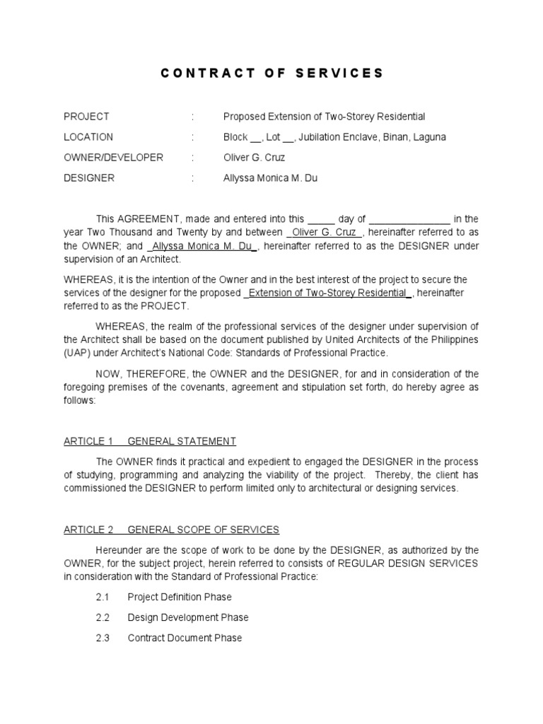 Architectural Contract | PDF | Architect | Specification (Technical Standard)