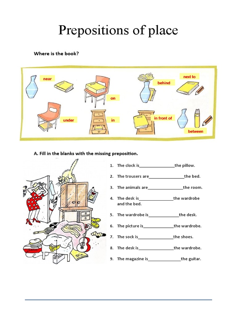Prepositions of Place: Where Is The Book? | PDF