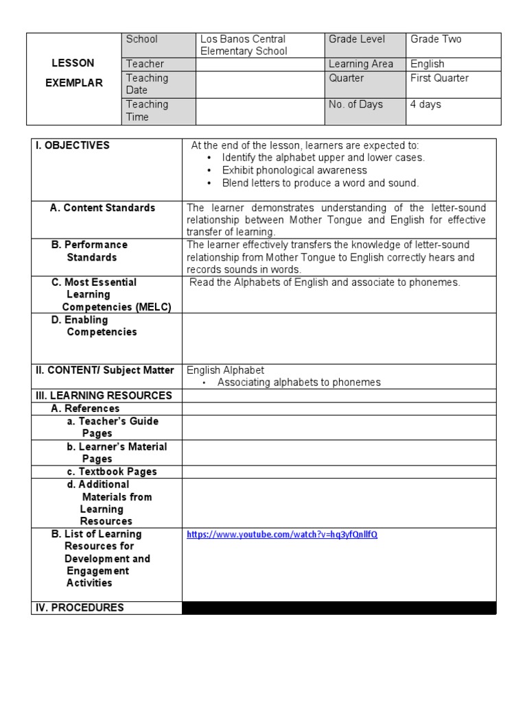 Q1 - ENGLISH-2-LE-MELC 2 - Alphabets-Of-Eng.-Associate-To-Phonemes | PDF | Alphabet | Consonant