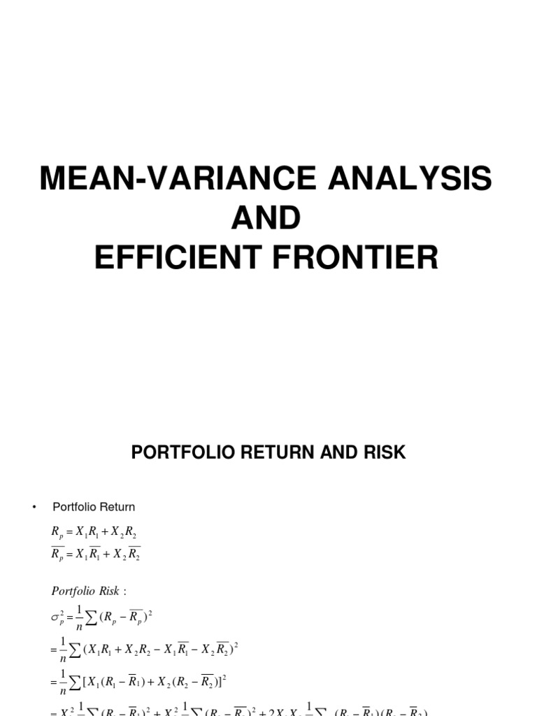 Mean-Variance Analysis and Efficient Frontier | PDF | Short (Finance) | Diversification (Finance)