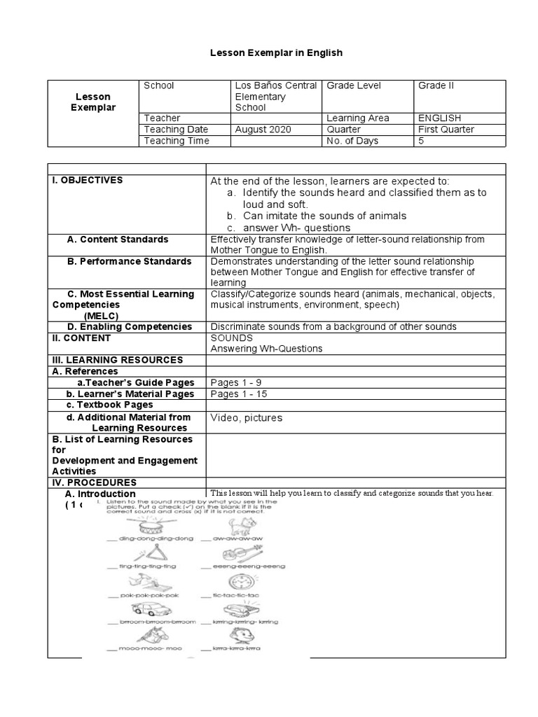 Classifying Sounds for Grade 2 | PDF | Learning | Constructivism ...