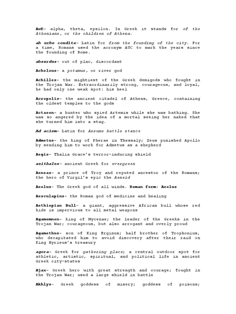 Greek & Roman Terms | PDF | Apollo | Trojan War