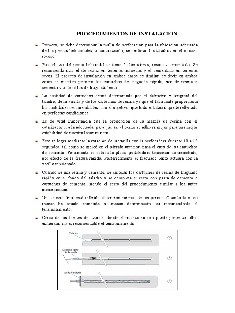 Procedimineto de Instalacion Perno Helicoidal | PDF