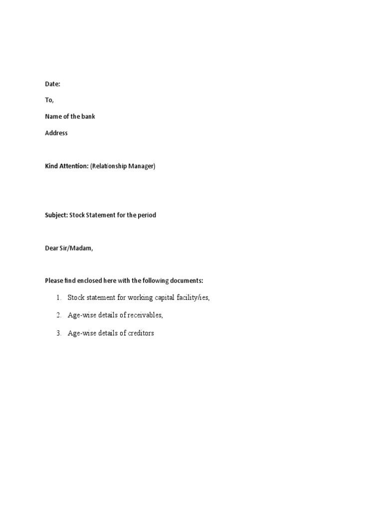 Sample Format Stock Statement | PDF | Loans | Interest