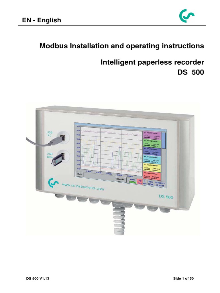 Modbus Installation and Operating Instructions Intelligent Paperless Recorder DS 500 | PDF ...