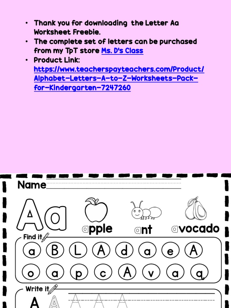 Worksheet Letters Aa MM TT Freebie | PDF