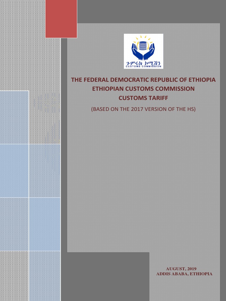 Ethiopian Customs Tariff Book Based On HS 2017 (English Vesion) | PDF ...