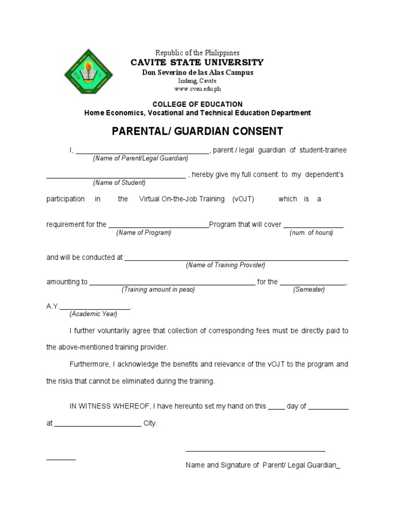 Parental Consent for Virtual OJT | PDF