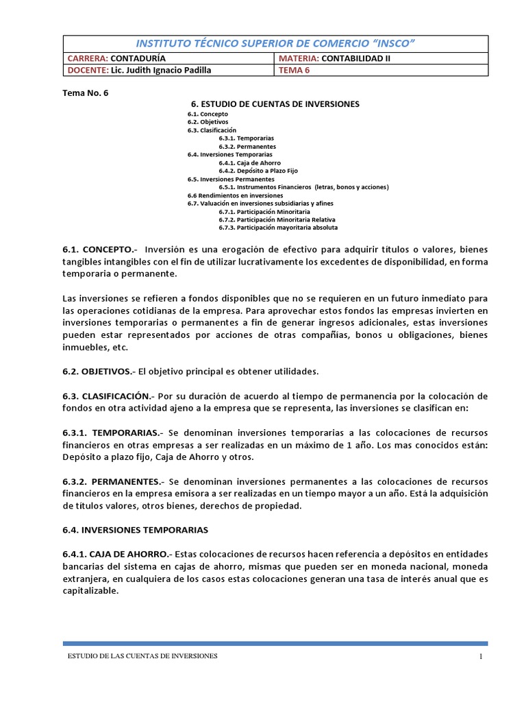 Estudio de Las Cuentas de Inversiones | PDF | Compartir (Finanzas) | Bancos