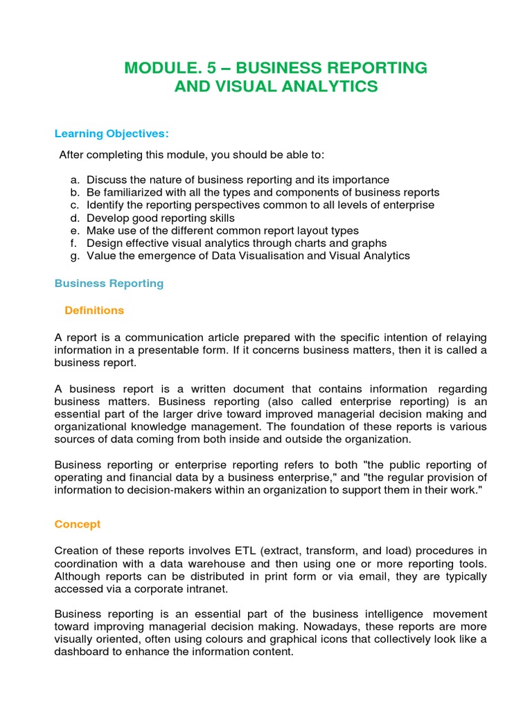Module.+5+ +Business+Reporting+and+Visual+Analytics | PDF ...