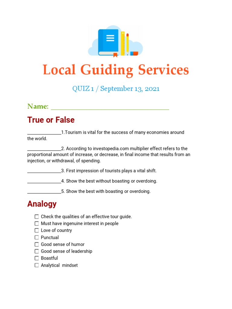 Local Guiding Services Quiz 1 | PDF