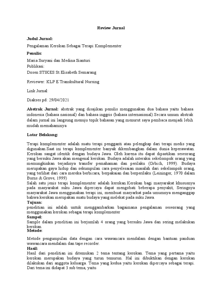 Review Jurnal TN Komplementer | PDF