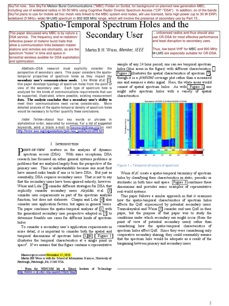 Dynamic Spectrum Access and Meteor Burst Communications | PDF ...