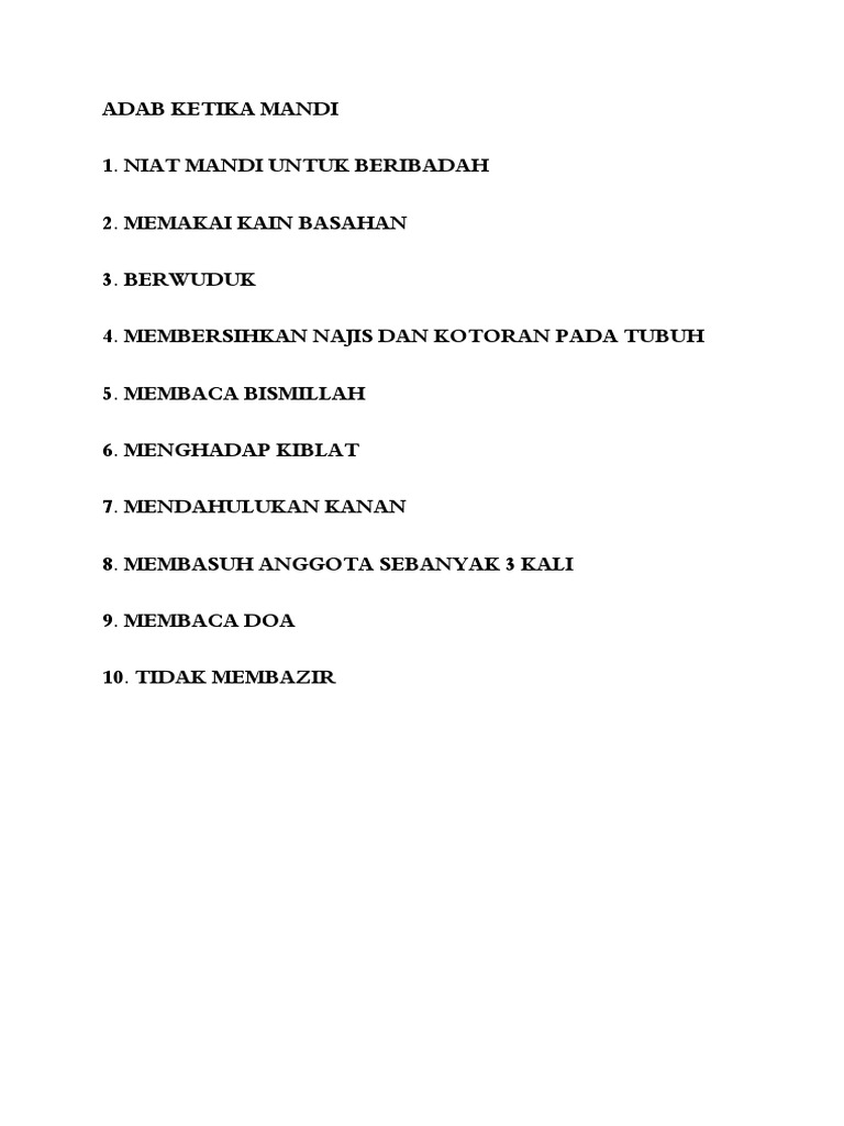 Adab Ketika Mandi | PDF