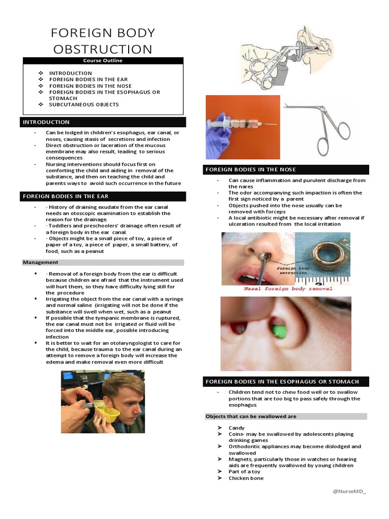 Nursing Management of Foreign Body Obstruction | PDF | Medical ...