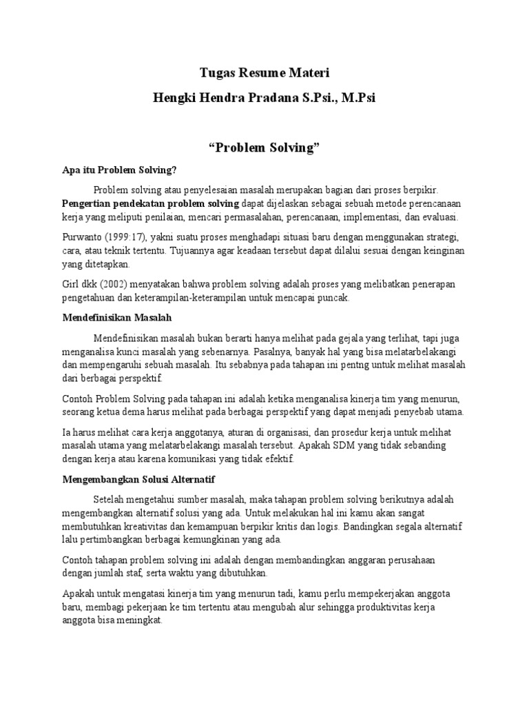 Resume Materi Problem Solving | PDF