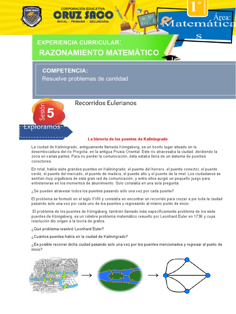 1° RM AÑO S5 RRECORRIDOS EULERIANOS - Docx (RVDO - URSULA) | PDF ...