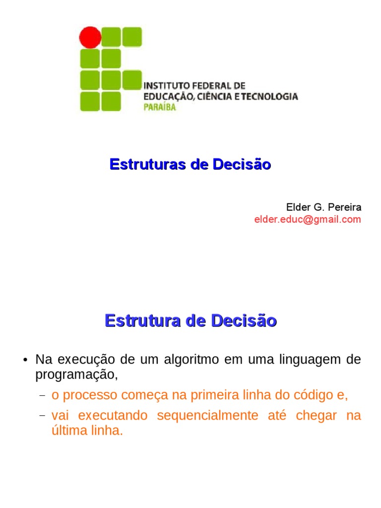 Estruturas de Decisão em Python | PDF | Python (linguagem de ...