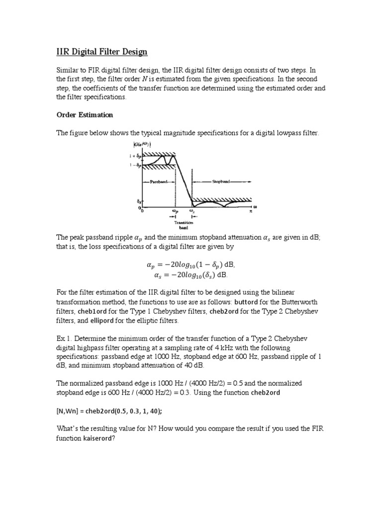 IIR Digital Filter Design v2 | PDF | Electronic Engineering ...