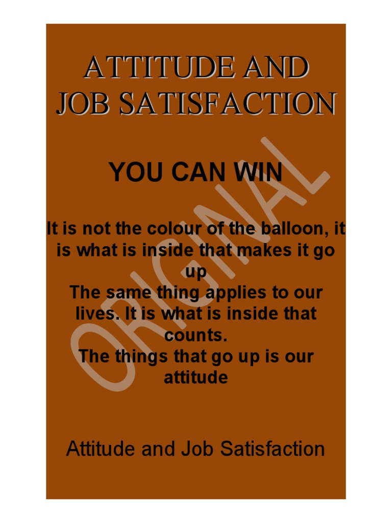 Attitude and Job Satisfaction | PDF | Attitude (Psychology) | Job ...