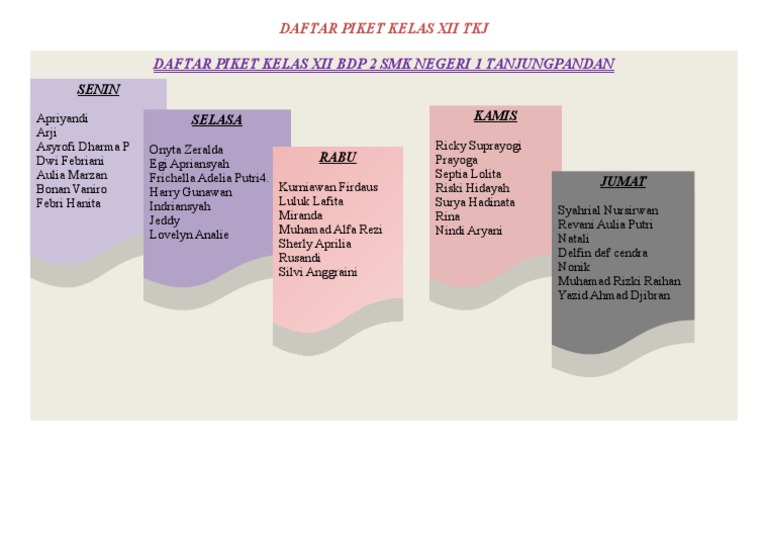Daftar Piket - Xii BDP 2 | PDF
