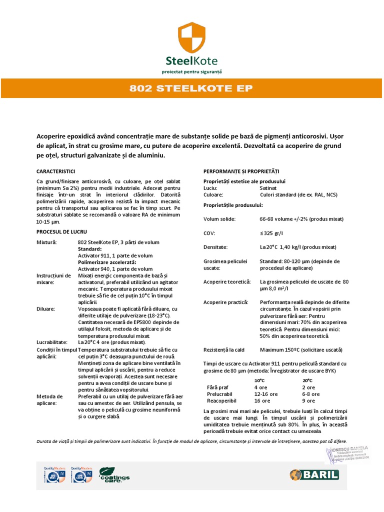 802 - SteelKote - EP - Datasheet - EN RO - FINAL | PDF