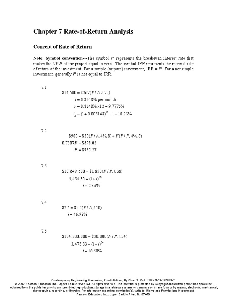 Chapter 7 Rate-of-Return Analysis | PDF | Internal Rate Of Return ...
