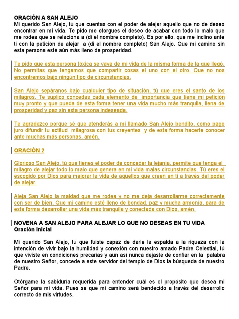 Oración A San Alejo | PDF | Oración | orador del Señor