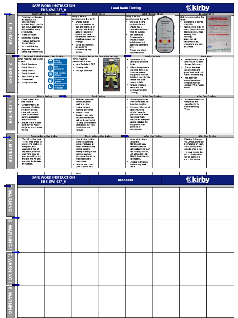 EHS-SWI-037 - 0 Loadbank Testing - Draft | PDF | Personal Protective ...