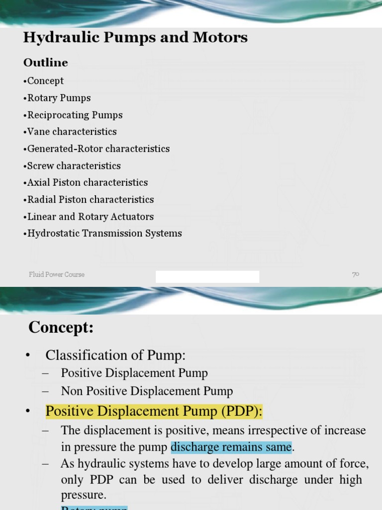Hydraulic Pumps and Motors: Outline | Download Free PDF | Pump | Fluid Dynamics