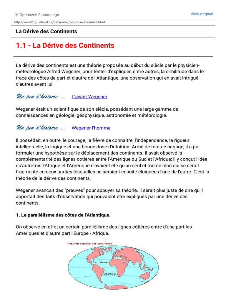 La Dérive Des Continents | PDF | Tectonique des plaques | Continent