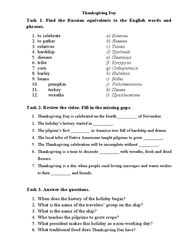 The History of The First Thanksgiving Day | PDF | Thanksgiving ...