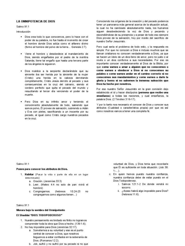 La Omnipotencia de Dios | PDF | Salvación | Dios
