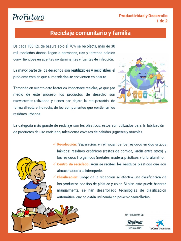 Reciclaje Comunitario y Familiar | PDF | Residuos | Reciclaje