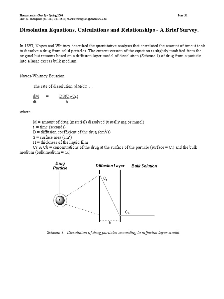 Dissolution & Diffusion | PDF | Solubility | Diffusion