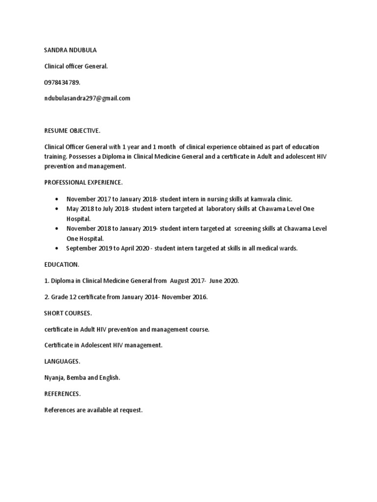 Sandra Ndubula's CV | PDF