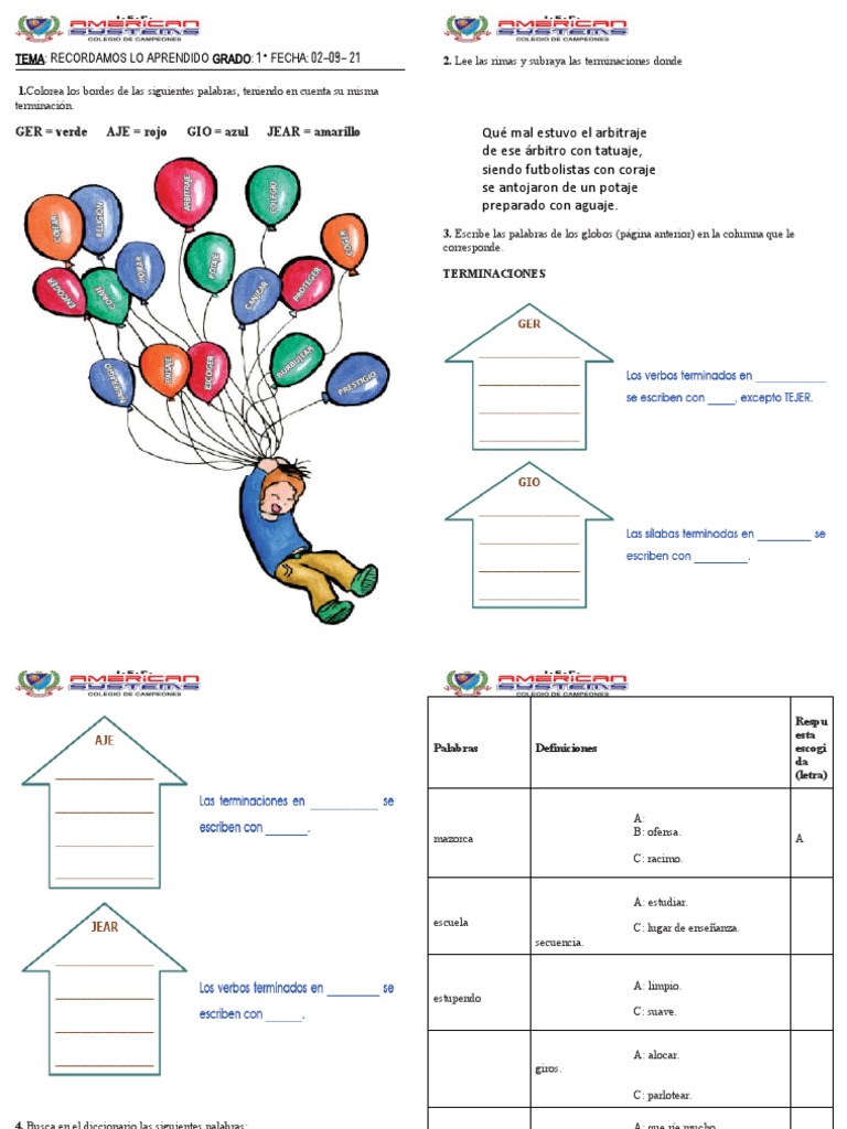 Palabras Con Terminacion Ger Gio Aje Jear | PDF