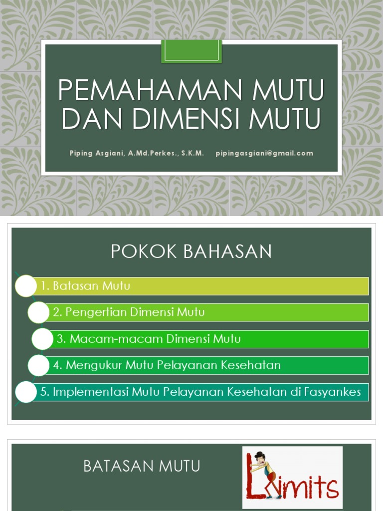 Dimensi dan Indikator Mutu Pelayanan Kesehatan | PDF