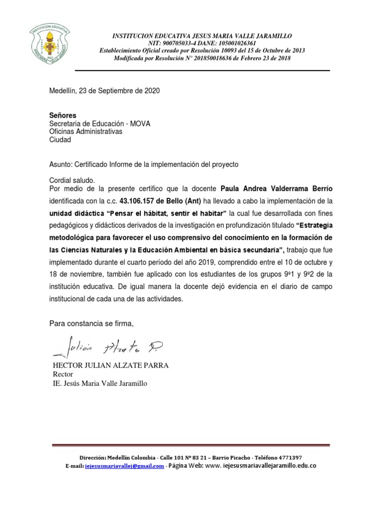 Carta Rector - Paula Valderrama | PDF