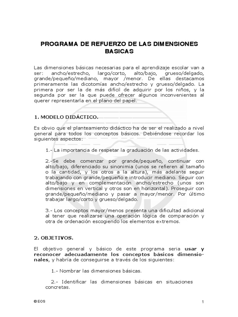 Refuerzo Dimensiones Básicas | PDF