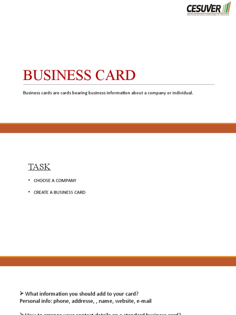 Business Card: Business Cards Are Cards Bearing Business Information ...