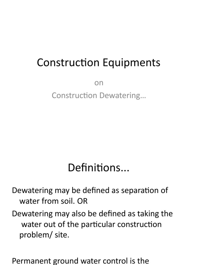 Construction Equipment in Dewatering | PDF | Deep Foundation | Groundwater