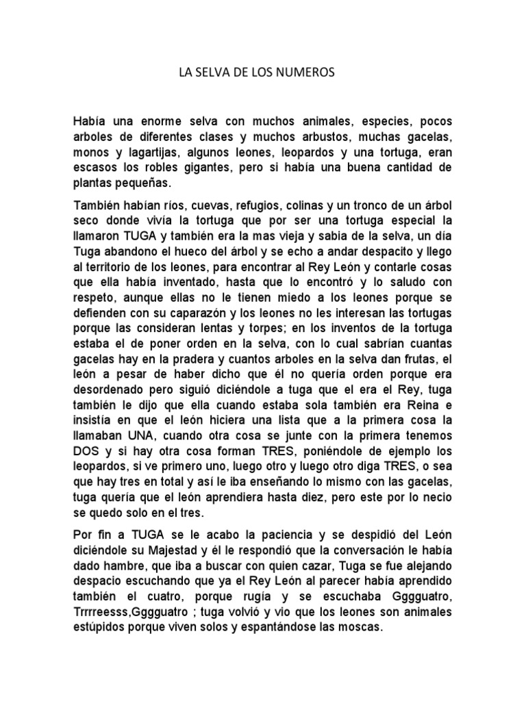 Cuento La Selva De Los Numeros Pdf