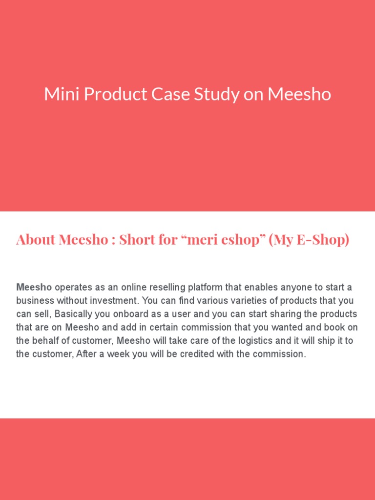 Meesho Case Study | PDF | Communication | World Wide Web