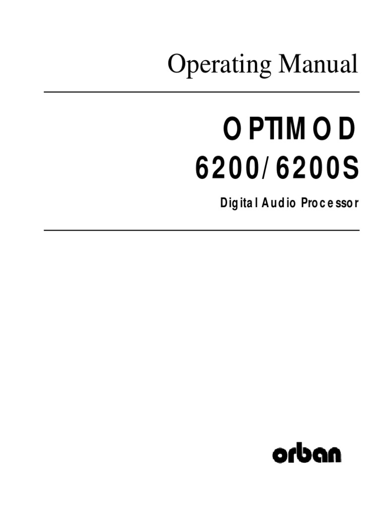 Operating Manual: Optimod 6200/6200S | PDF | Electrostatic Discharge ...