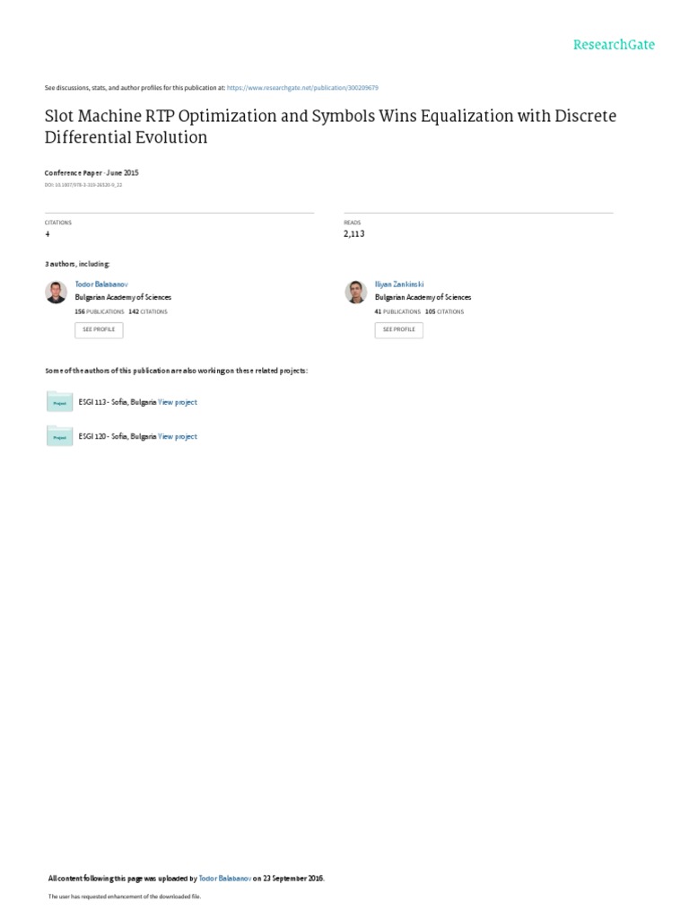 Slot Machine RTP Optimization and Symbols Wins Equalization With ...
