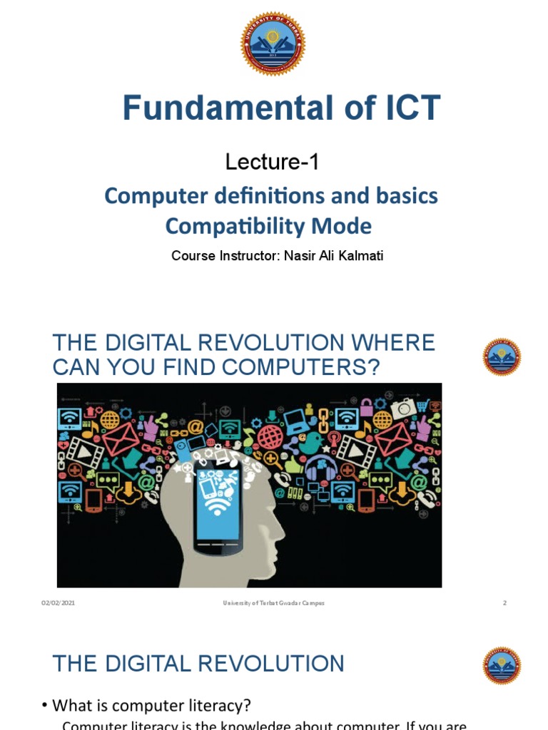 I CT Lecture 01 Computer Definitions and Basics Compatibility Mode | PDF | Input/Output ...